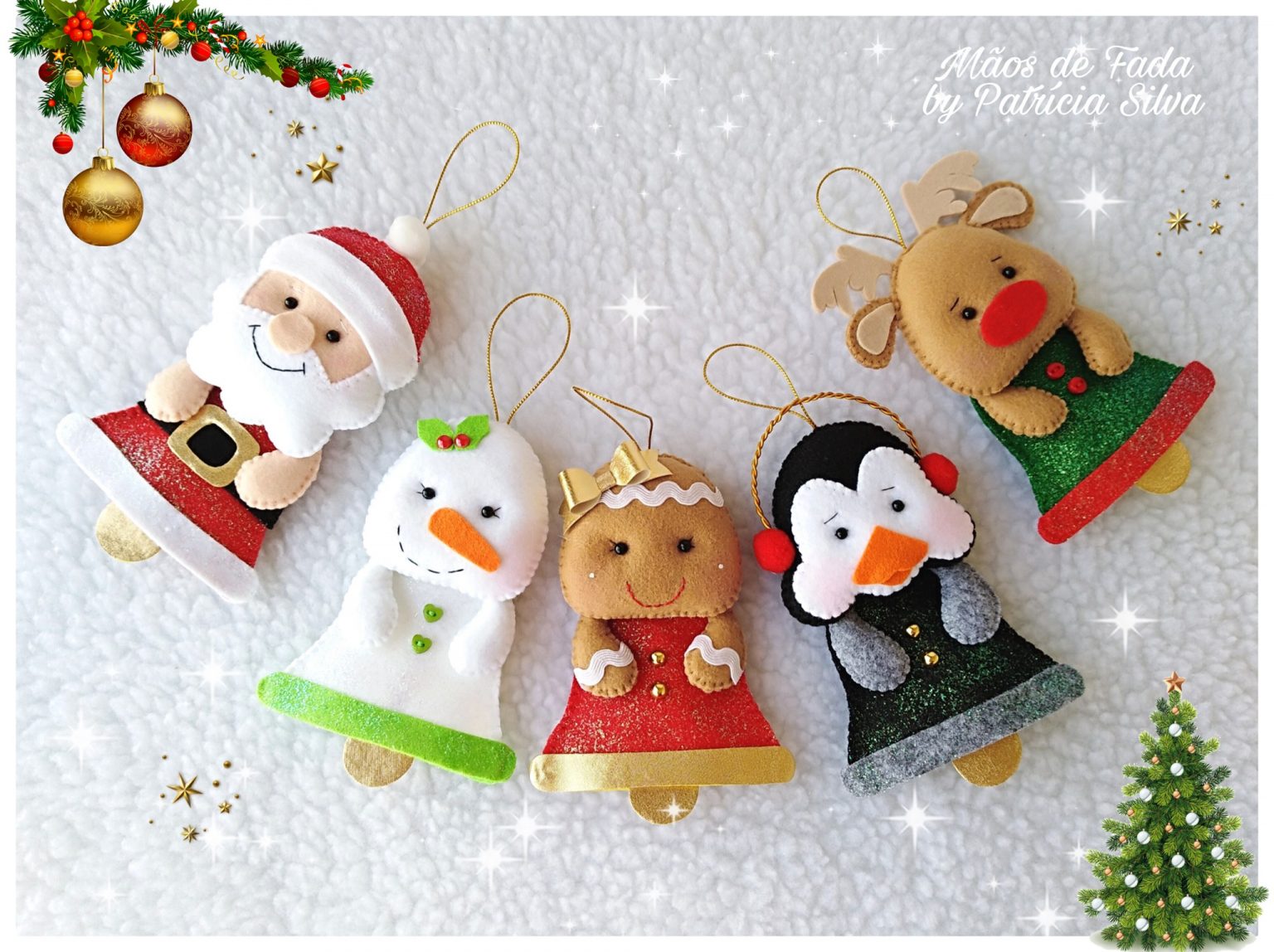 Enfeites de Natal em feltro com moldes para imprimir - Feltro Fácil Enfeites de Natal em feltro com moldes para imprimir - Feltro Fácil